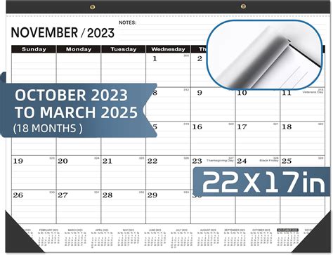 Calendario De Escritorio Grande De 22 X 17 Pulgadas 2023 2024