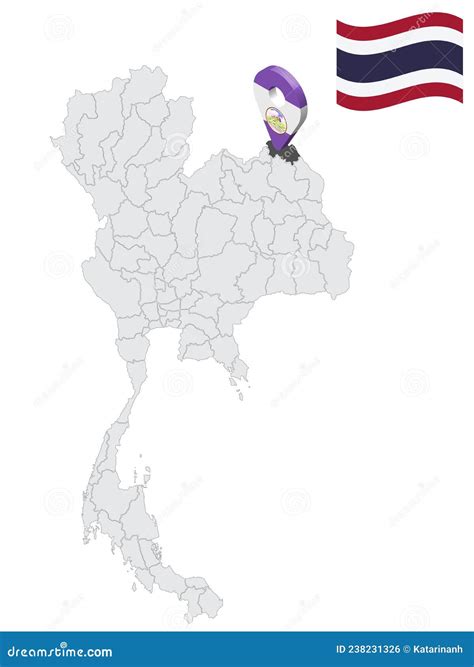 Location Of Bueng Kan Province On Map Thailand 3d Bueng Kan Flag Map