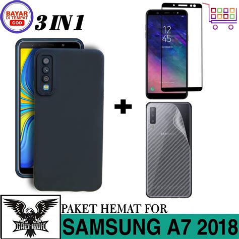 Jual Paket 3in1 Case Samsung A7 2018 A750 Soft Case Free Tempered Glass