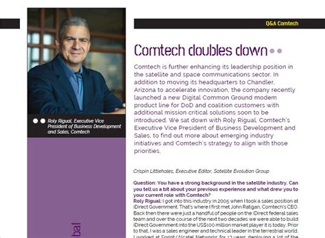 Comtech Telecommunications Corp On Linkedin Qanda With Roly Rigual And Satellite Evolution