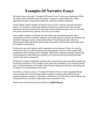 Examples Of Narrative Essays | PDF