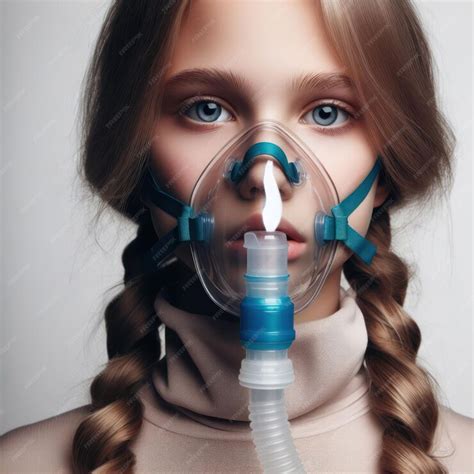 Premium Photo Girl In An Oxygen Mask On A White Background
