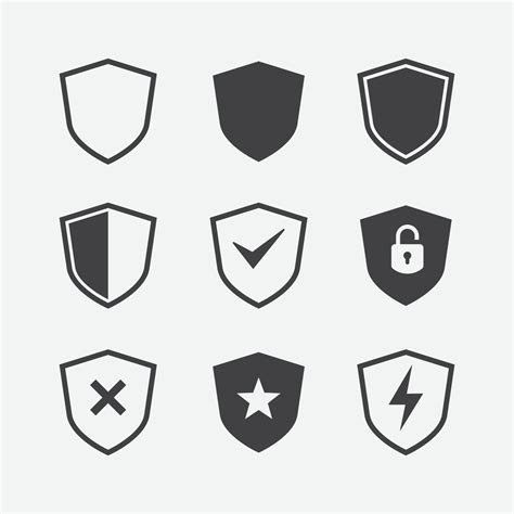 Simple Security Icon Set Shield Icon Set Vector Simple Shield Icon