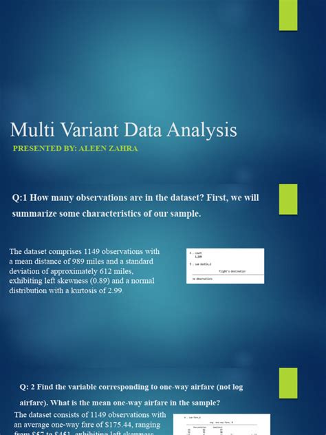Multi Variant Data Analysis Ppt 1 Pdf Standard Deviation Mean