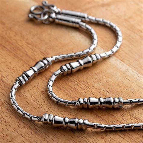 Sa005 สร้อยสแตนเลส ลายผ่าหวายตัน ขั้นแจกัน หนา 4 มิล ยาว 26 นิ้ว แขวน
