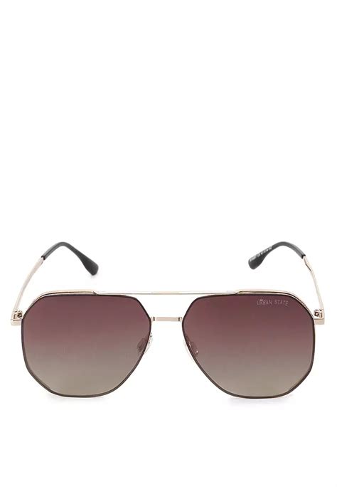 Jual Urban State Polarized Stainless Frame Vintage Hexagon Aviator