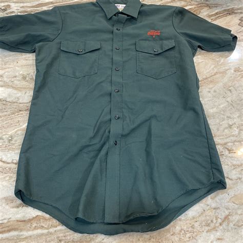 Vintage Coca Cola Uniform Delivery Work Shirt Green M Gem