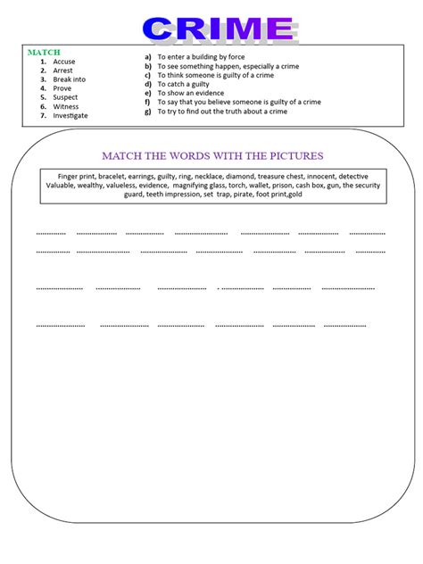 Crime Vocabulary Fun Activities Games 827 Download Free Pdf