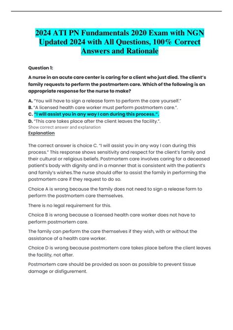 2024 ati pn fundamentals 2020 exam with ngn updated 2024 with all