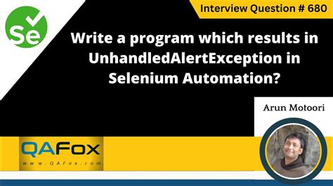 Write A Program To Get Unhandledalertexception In Selenium Selenium