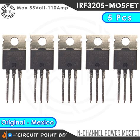 5Pcs IRF3205 N Channel Power MOSFET Original Mexico IRF 3205 3 Pin Max 55V 110A 200W TO 220 IC