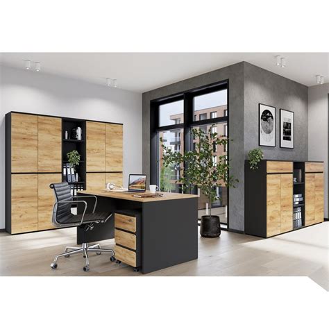 Lomadox Schreibtisch Lugano 01 Büromöbel Set Aktenschrank