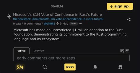 Microsofts 1m Vote Of Confidence In Rusts Future Stacker News ~devs