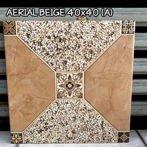 Jual Keramik Lantai Kasar Carport 40x40 AERIAL BEIGE Mulia Shopee