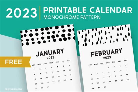 Free 2023 Minimalist Monthly Calendar Printable Printybird