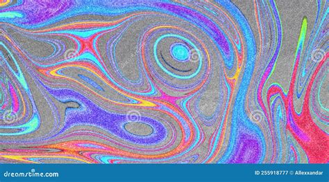 Colorful Fluid Art Glitter Colorful Metallic Swirls Stock Illustration