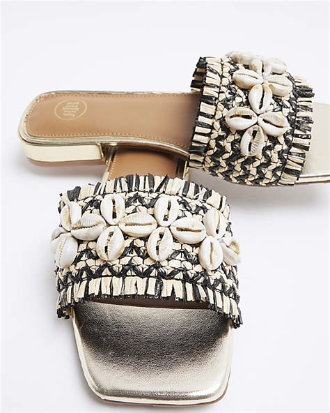 Beige Raffia Strap Mule Sandals River Island