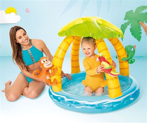 Детски надуваем басейн със сенник Intex тропически остров КОМСЕД