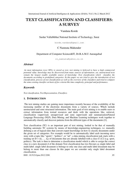 Pdf Text Classification And Classifiers A Survey