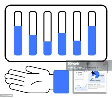 실험실 시험관 손바닥을 펴고 미니멀리스트 스타일의 데이터 분석 차트 개념에 대한 스톡 벡터 아트 및 기타 이미지 개념 개념과 주제 건강 진단 Istock