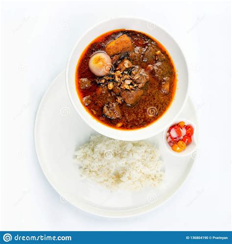 Thai Massaman Curry In A Bowl And Rice Thai Coconut Milk Curry Stock