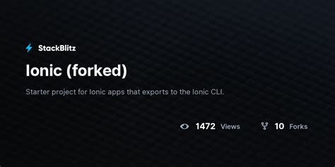 Ionic Forked Stackblitz