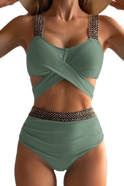 Купальник раздельный Женский зеленый размер 48 Китай Полиэфир купить C доставкой на Ozon по