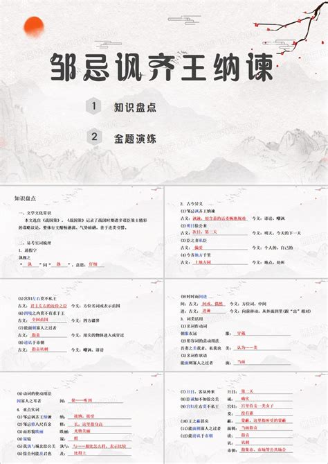 邹忌讽齐王纳谏PPT模板下载 熊猫办公