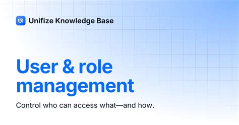 User And Role Management Unifize Knowledge Base