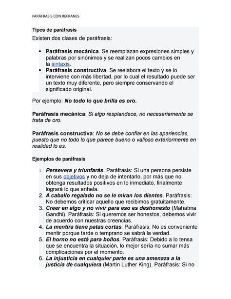 Tipos de paráfrasis TIPS PARA APRENDER A PARAFRASEAR Tipos de