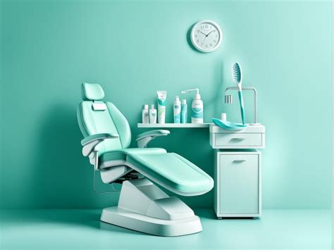 Interior de la oficina de odontología con un fondo blanco Vector Premium