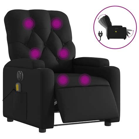 Vidaxl Electric Massage Recliner Chair Black Faux Leather