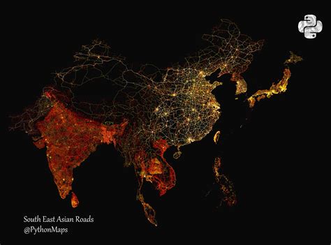Python Maps On Twitter Roads Of East Asia Shows All Roads From