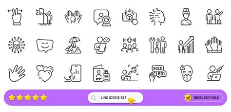 예방 접종 약속 직원 결과 및 웹 앱용 음성 메일 회선 아이콘 픽토그램 아이콘 선 아이콘 벡터 건강관리와 의술에 대한 스톡 벡터
