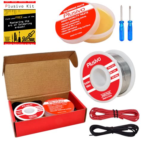 Plusivo Solder Wire 1mm 100g And Rosin Paste Flux For Pcb Electrical Soldering