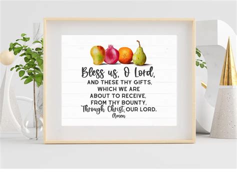 Grace Before Meal Prayer Bless Us O Lord Digital Wall Art Instant