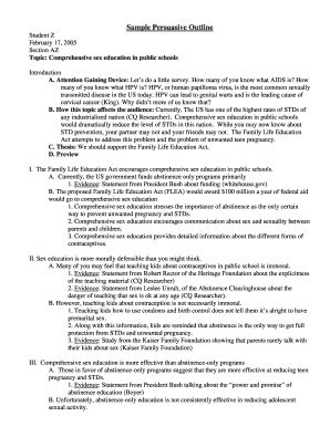Fillable Online Sample Persuasive Outline Fax Email Print PdfFiller