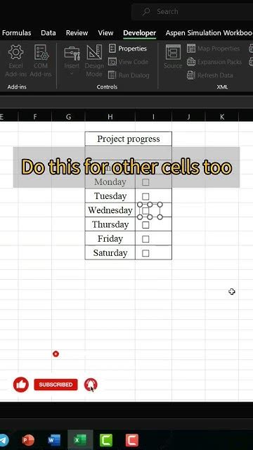 Project Progress With Check Box Excel Exceltips Exceltricks Excellentexceltutorial
