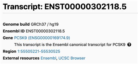 Mane Select Ensembl Canonical Transcripts Noted On Transcript Pages