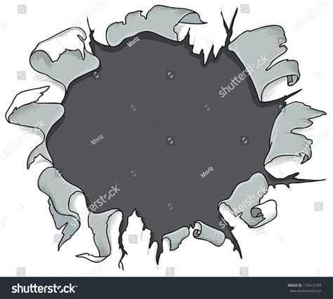 Breakthrough Paper Hole On White Background Stock Vector Royalty Free