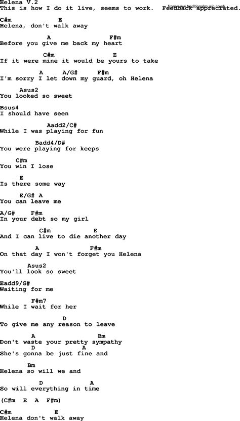 Helena 2 Bluegrass Lyrics With Chords