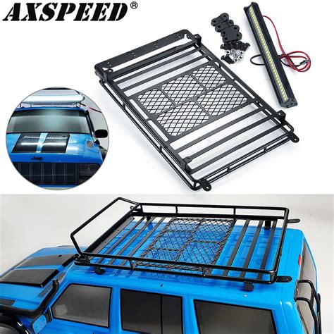 Axspeed Rc 자동차 루프 랙 금속 수하물 캐리어 Led 라이트 바 포함 110 Rc 크롤러 Axial Scx10 90046 Trx4 232x153mm