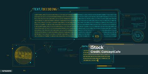 Server Data Processing Interface With Text Decoding Stock Illustration