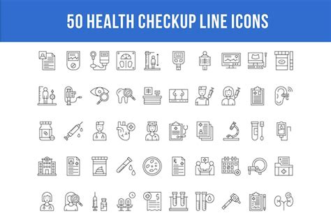 Premium Vector 50 Health Checkup Line Icons