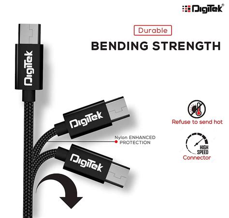 Buy Digitek Dc 1m Mu Nb Bklplatinum Nylon Braided Rapid Charge And Data