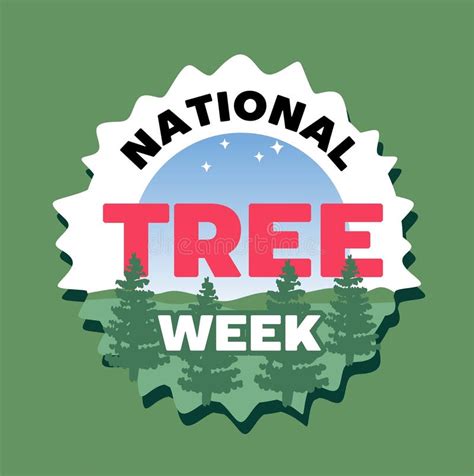 National Tree Week With Silhouettes Of Several Trees Stock Vector