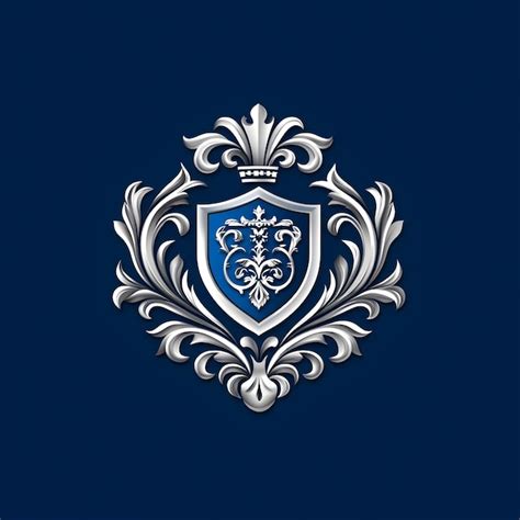 Classic University Crest Logo On Deep Blue Background Premium Ai