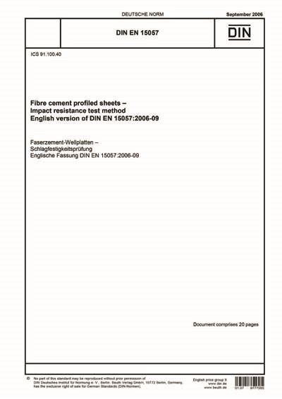 DIN EN 15057:2006 - Fibre cement profiled sheets - Impact resistance ...