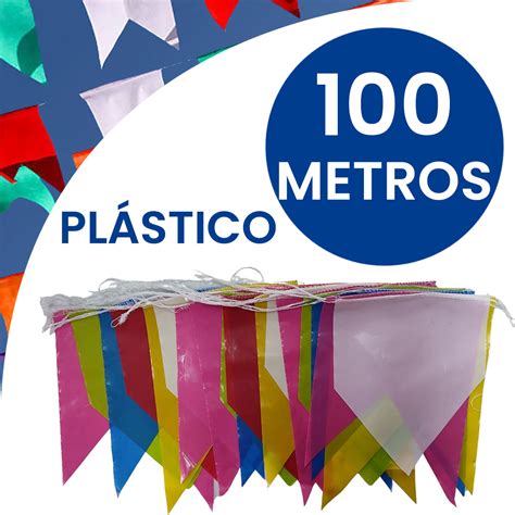 Bandeirinha Festa Junina 100m Bandeirola Plastico Decoração Tem Tem