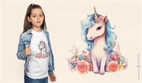 Floral Unicorn T Shirt Design Psd Editable Template